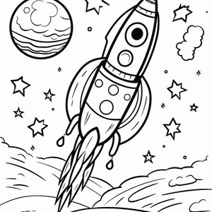 Space Adventures 46-50 Kids Coloring Pages 8x11 - Etsy