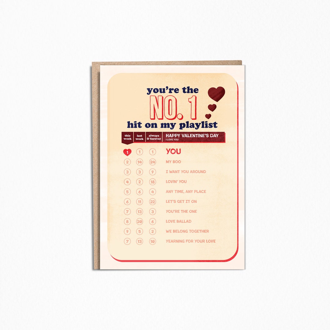 Number One Love Valentines Day Music Playlist Greeting Card 5x7 - Etsy