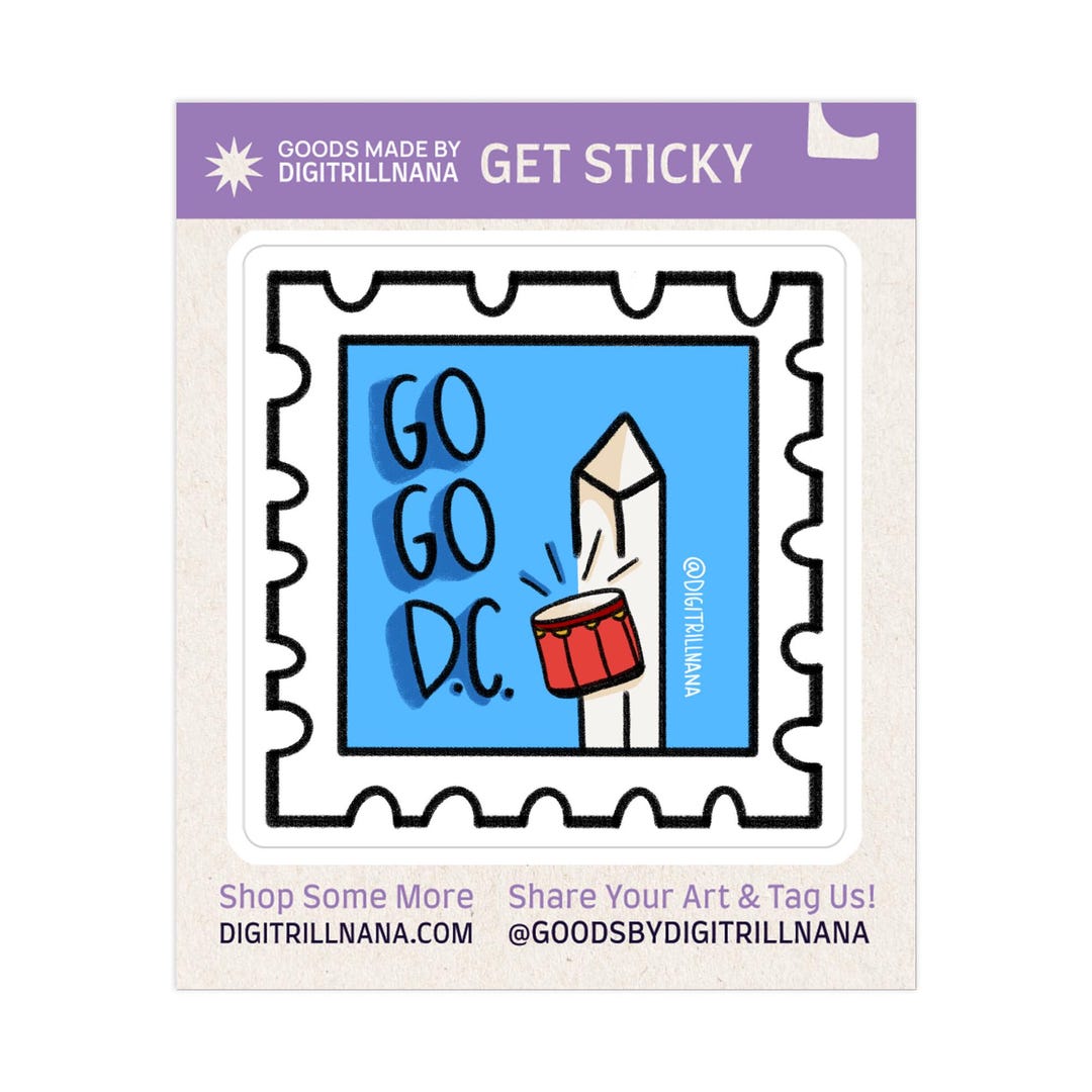 Go Go DC Music Sticker: Drums & Washington Monument | Waterproof Vinyl ...