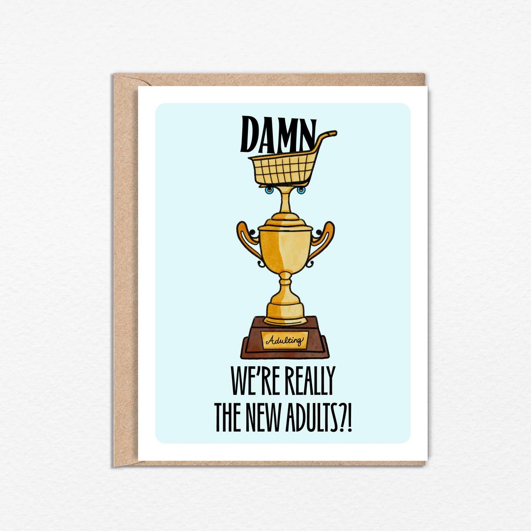 Funny Adulting Trophy Card | New Adult Congratulations, Life ...