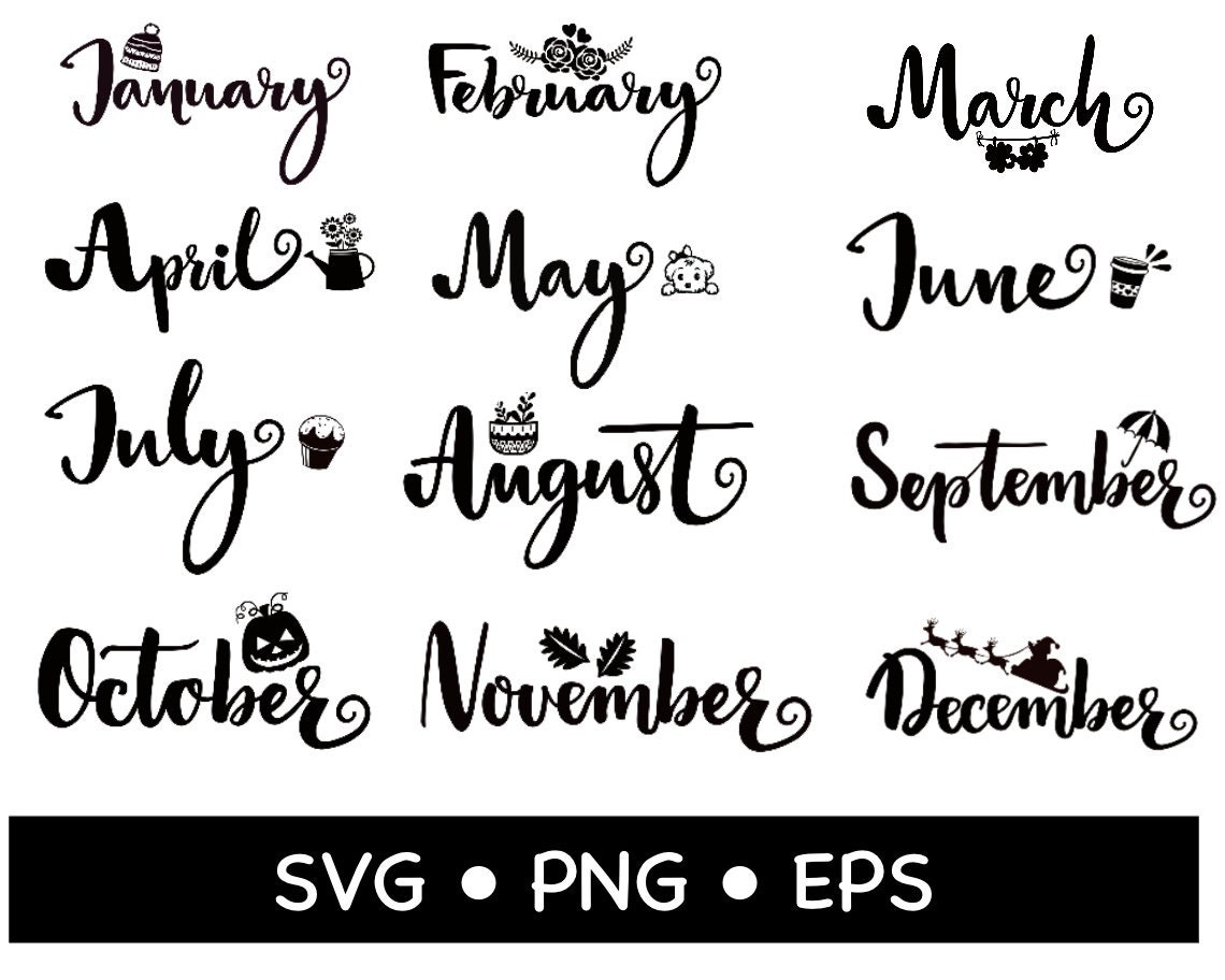 Months SVG Png Eps - Etsy