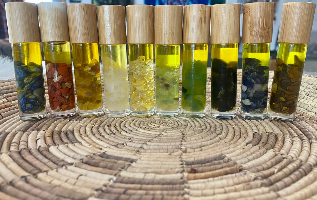 Organic Crystal Infused Essential Oil Perfume Rollers - Etsy