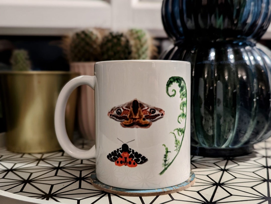 Botanical Mug Cup Moths and Ferns May Birthday Gift June Birthday Gift ...