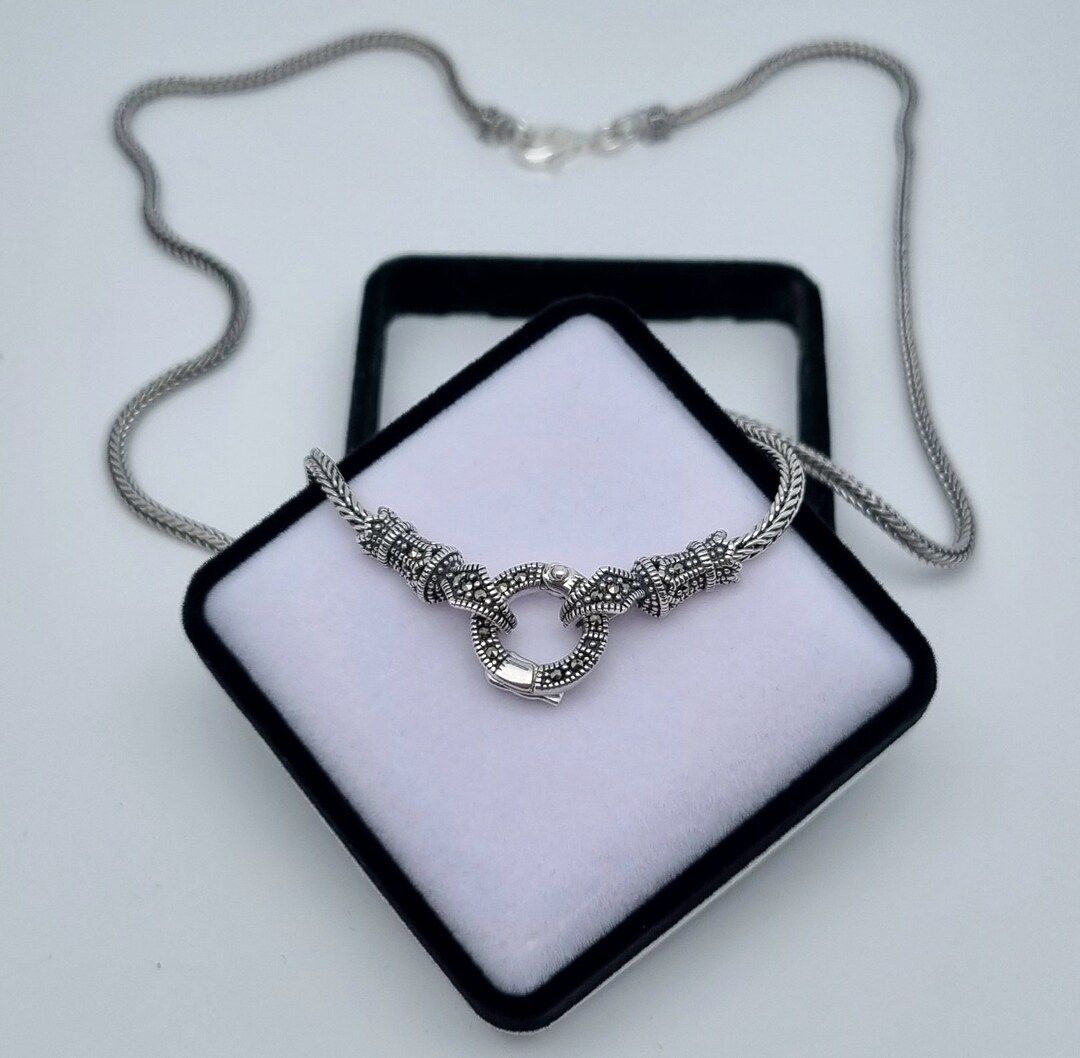 Chain With Natural Marcasite Gemstones, Sterling Silver 925, 18inches ...