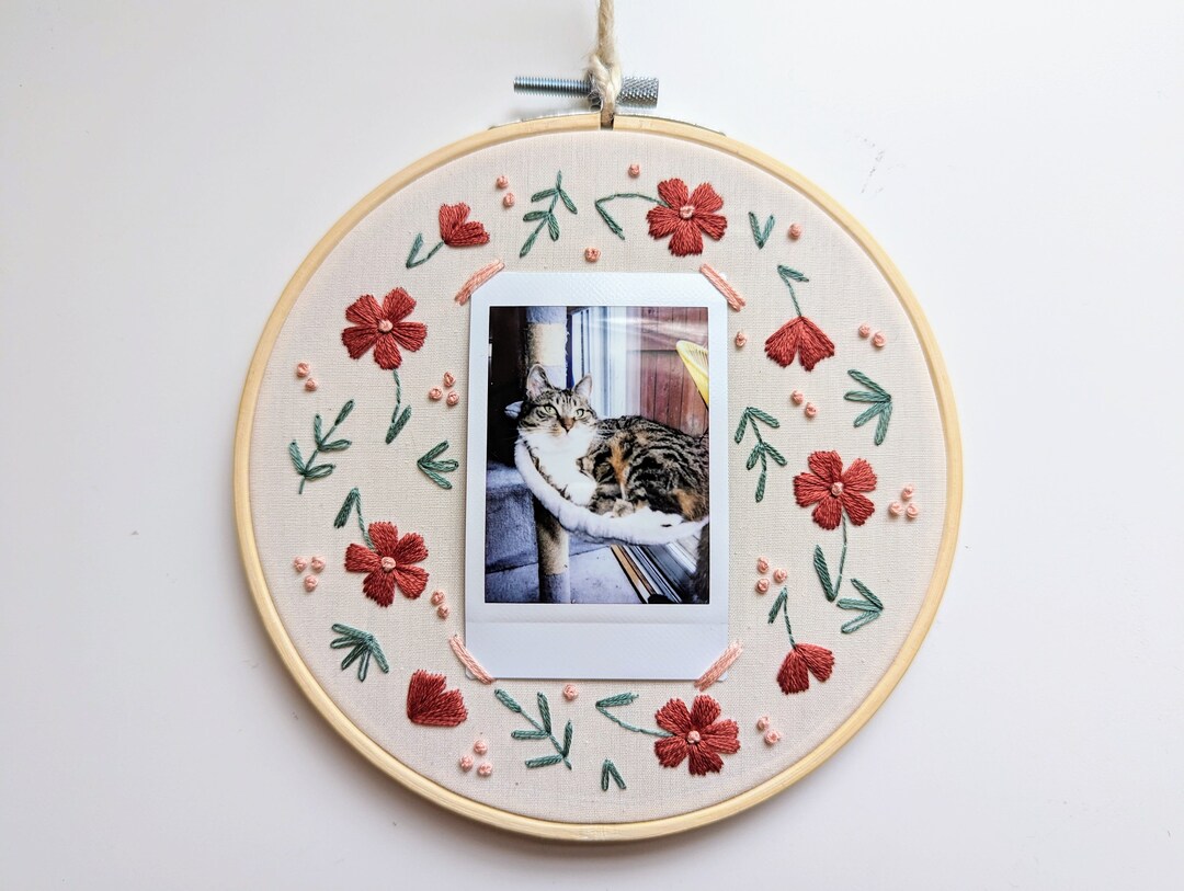 Instax Mini Photo Frame Floral Hand Embroidery - Etsy