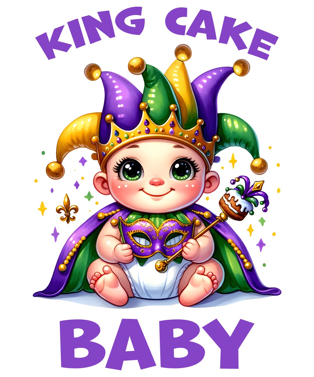 Mardi Gras King Cake Baby Edible Icing Sheets Assorted Image Cake ...