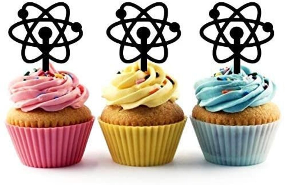 Atom Science Physics Electron Silhouette Acrylic Cupcake Toppers 12 Pcs ...