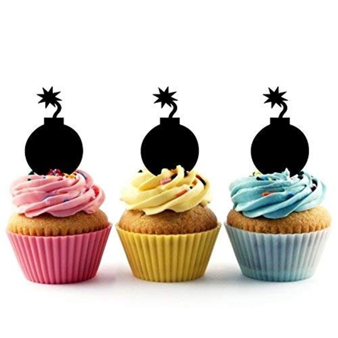 Bomb Silhouette Acrylic Cupcake Toppers 12 Pcs - Etsy
