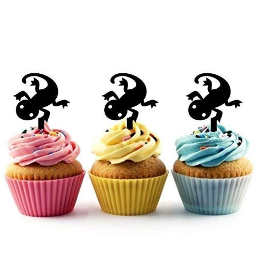 Gekko Lizard Silhouette Acrylic Cupcake Toppers 12 pcs You will receive ...