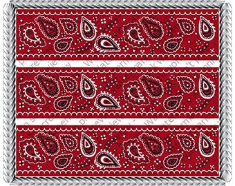 Red Bandana Paisley Print Edible Cake Sheet or Pre Cut Cake Strips - Etsy