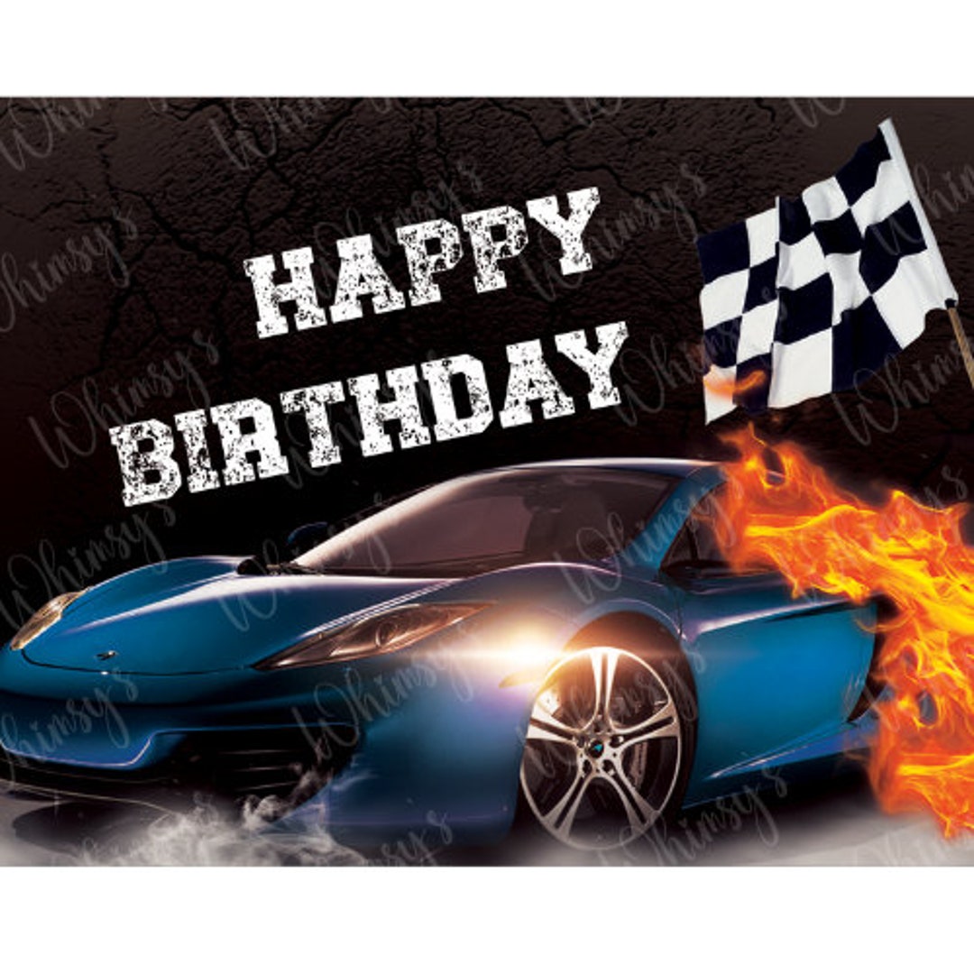 Happy Birthday Racing Edible Icing Sheets Assorted Image Cake Toppers ...