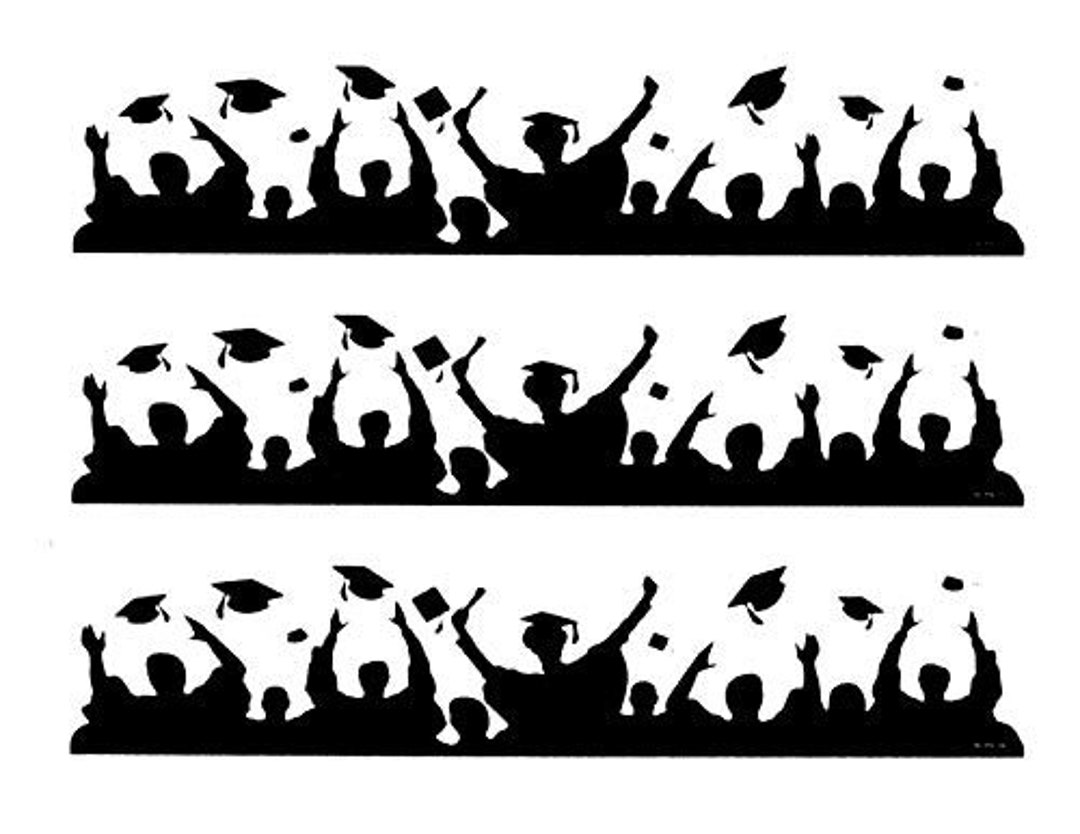 Graduation Silhouette Edible Cake Border - Etsy