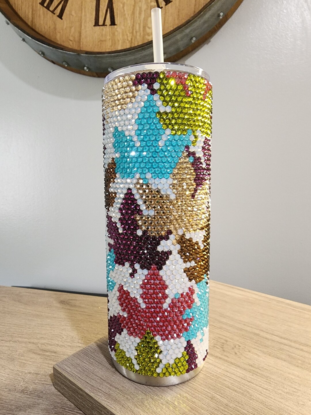 Colorful Fall Leaves Rhinestone Hand Made 24 Oz Plump Tumbler - Etsy
