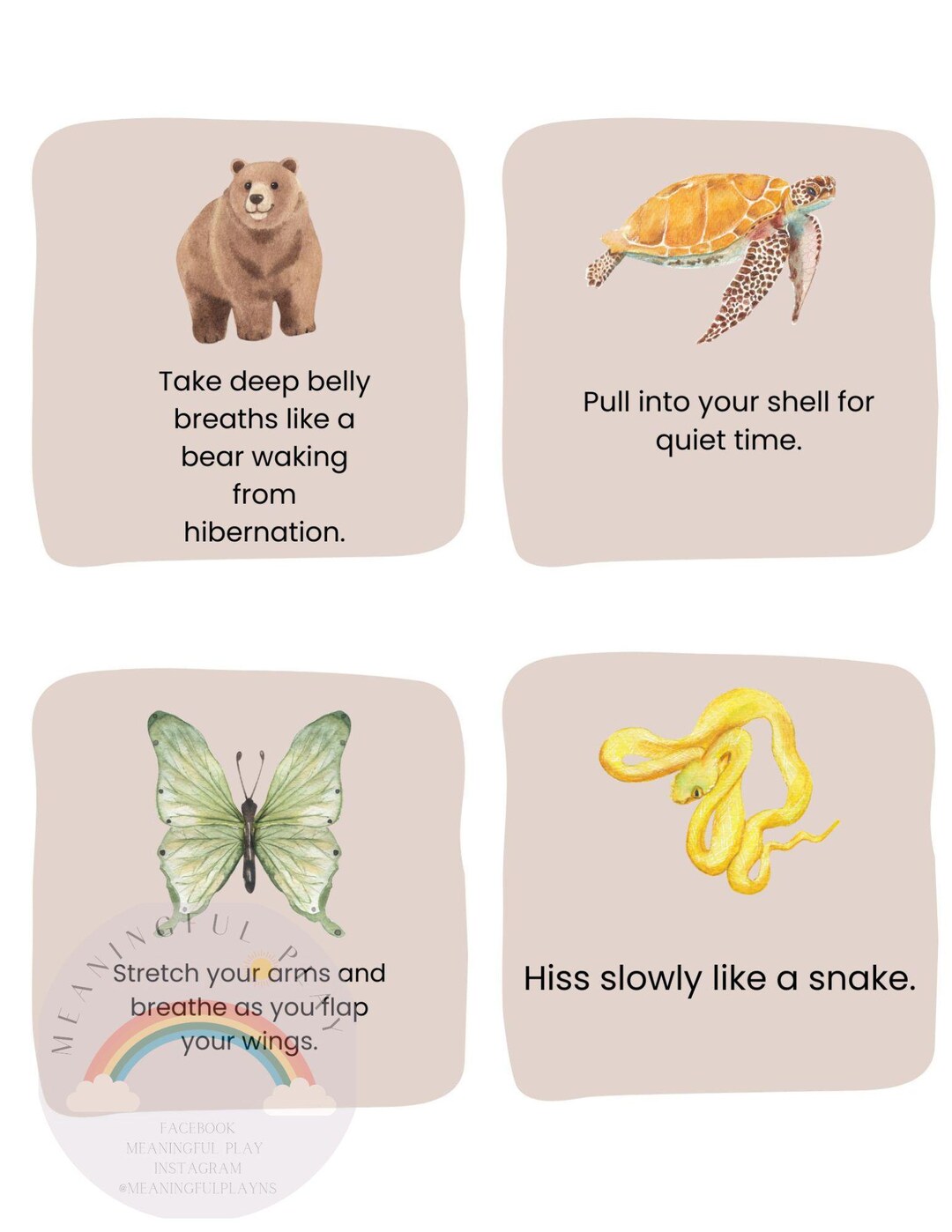 Animal Calming Cards for Kids | Movement & Mindfulness (digital ...