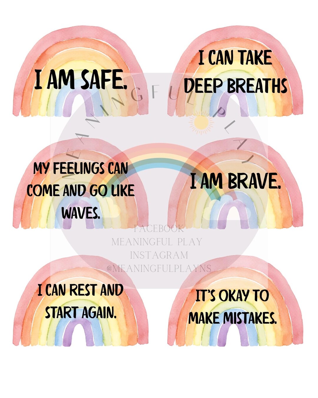 Watercolor Positive Affirmations Cards | Kids Calm Corner (printable ...