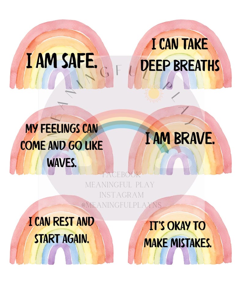 Watercolor Positive Affirmations Cards | Kids Calm Corner (printable ...