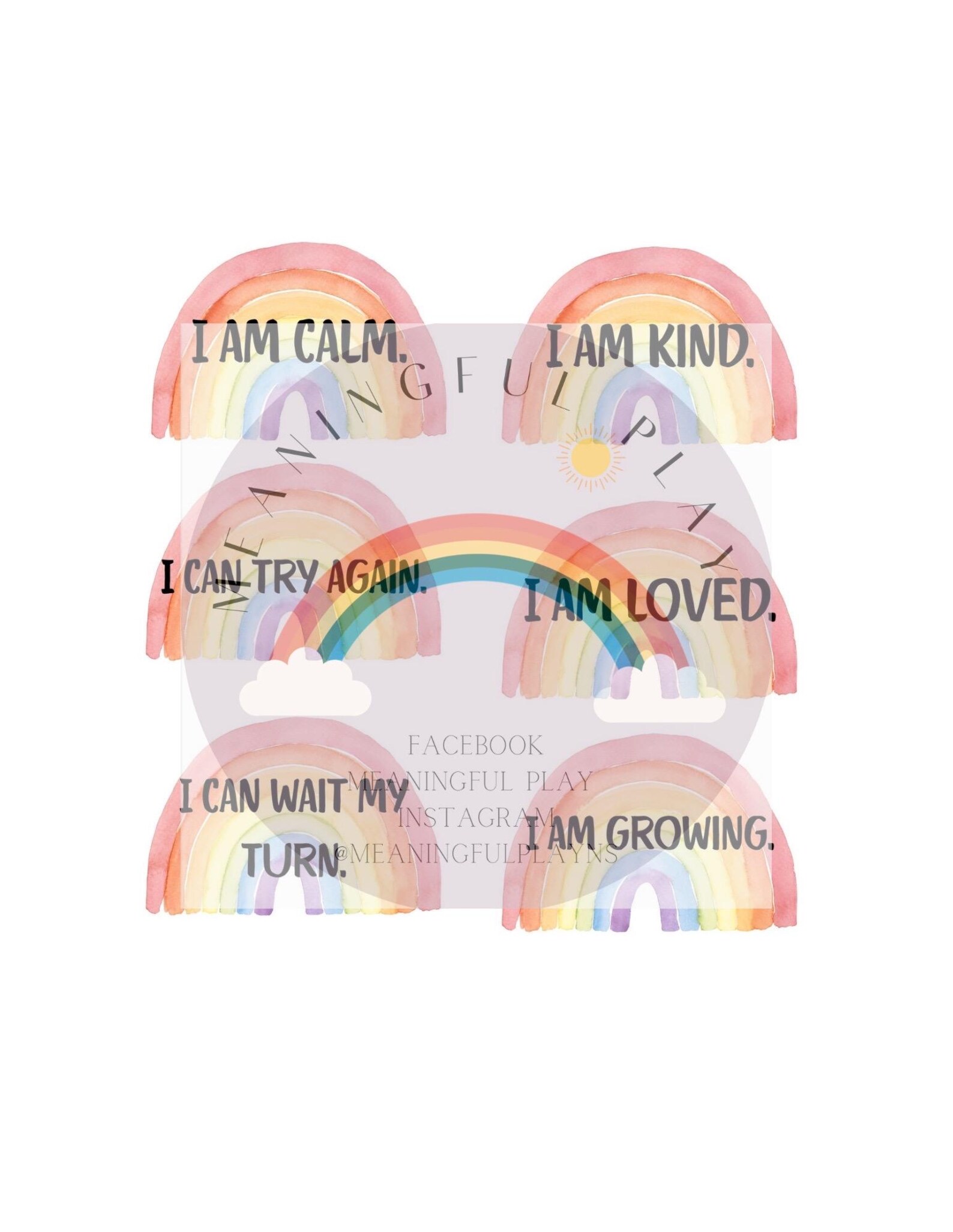 Watercolor Positive Affirmations Cards | Kids Calm Corner (printable ...