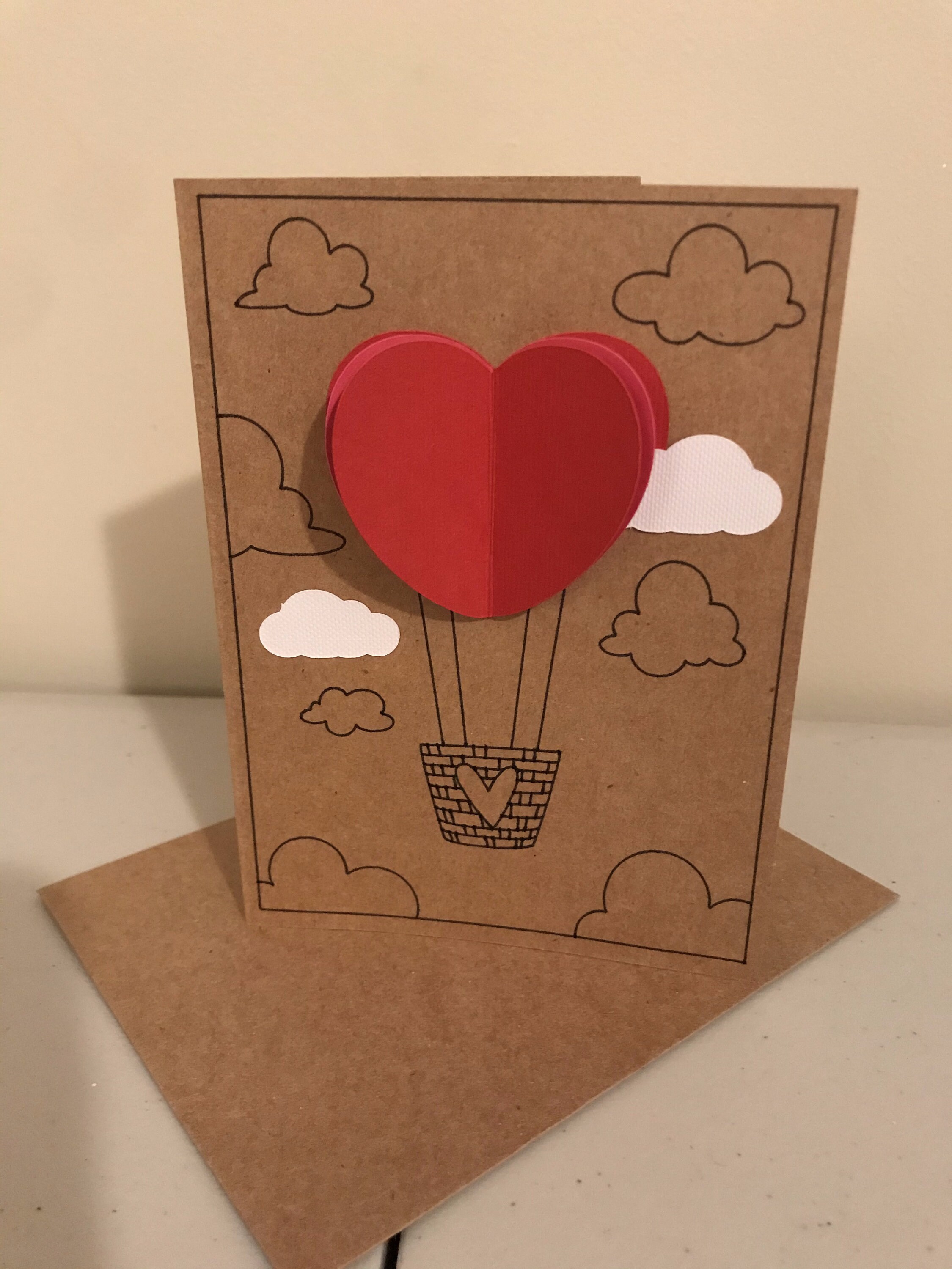 Heart Air Balloon Card - Etsy