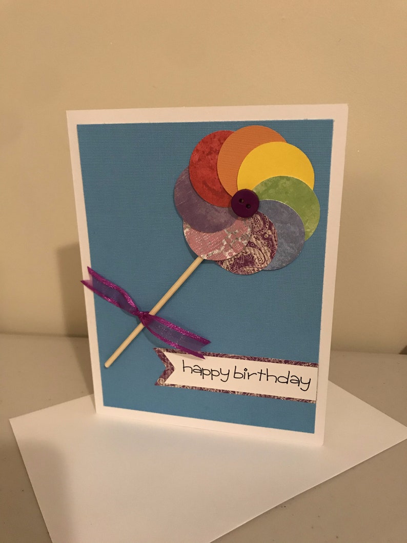 Pinwheel Lollipop Birthday Card - Etsy