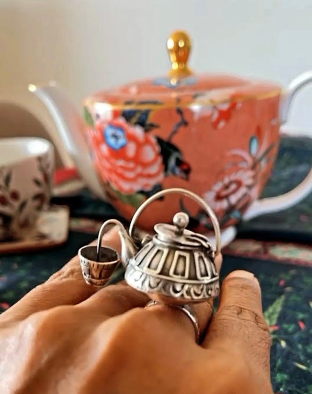Quirky Teapot Adjustable Ring | Sterling Silver | Handcrafted - Etsy
