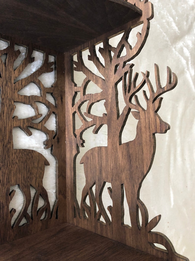 Large Black Walnut Wildlife Corner Wall Shelf Display With 2 - Etsy