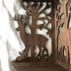 Large Black Walnut Wildlife Corner Wall Shelf Display With 2 Shelves ...