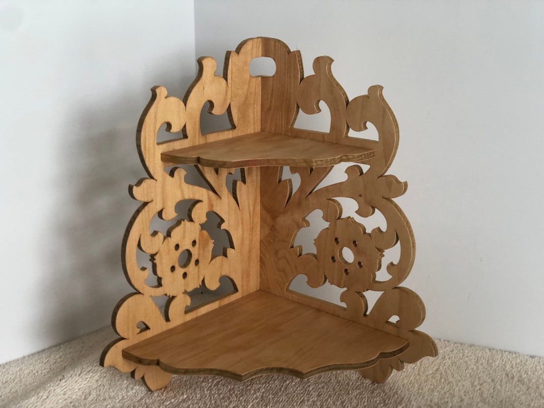 Small Maple Victorian Fretwork Table Top or Corner Wall Shelf Display ...