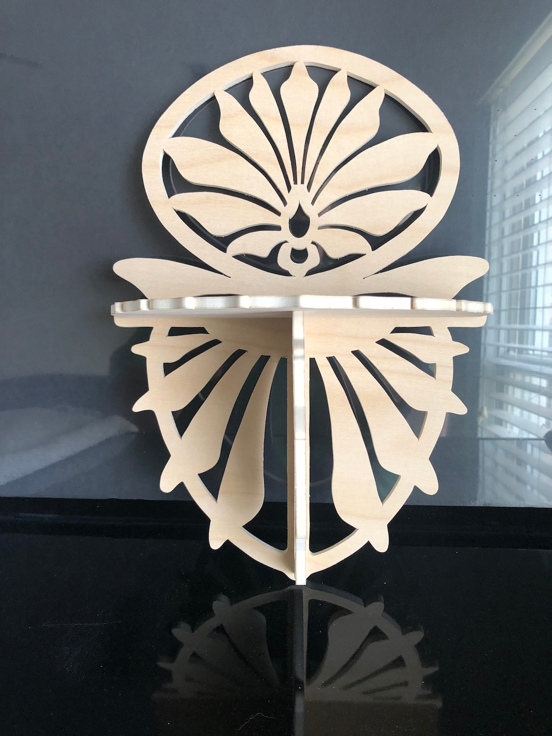 Art Deco Birch Wall Shelf: Handmade Scroll Sawn Display - Etsy