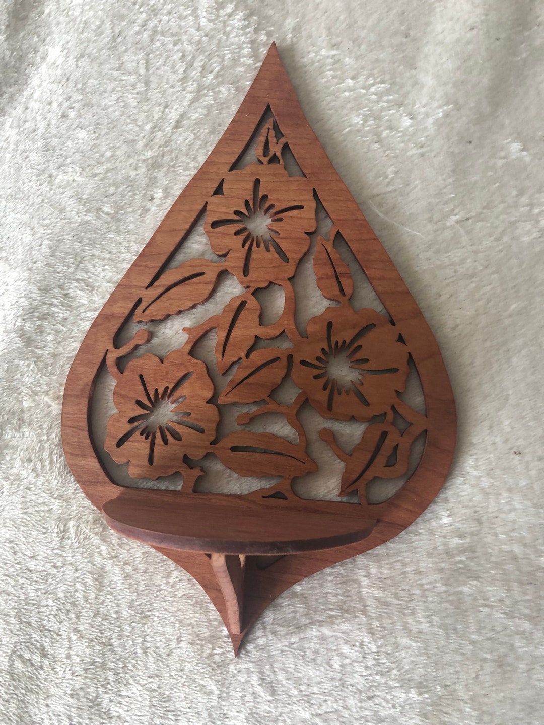 Handmade Black Cherry Floral Fretwork Wall Shelf: Victorian Display - Etsy