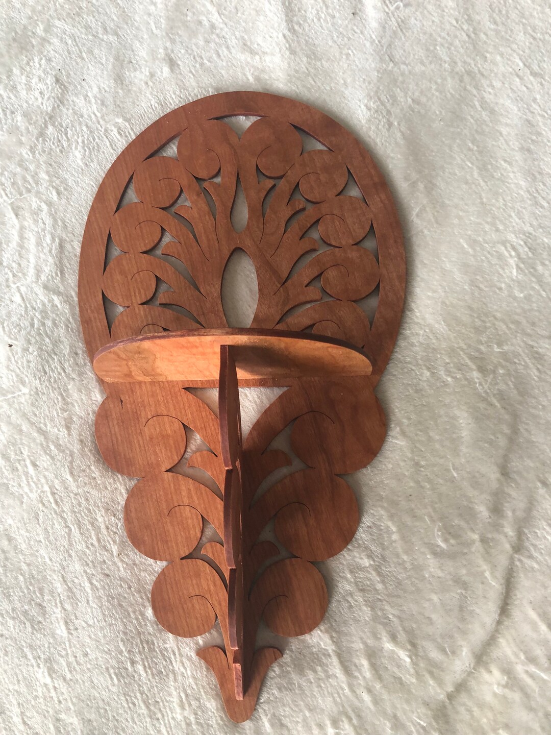 Art Deco Cherry Victorian Fretwork Wall Shelf Display. 19 1/8" Tall X ...