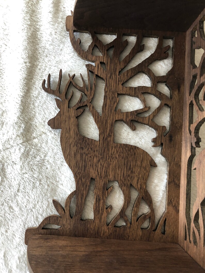Large Black Walnut Wildlife Corner Wall Shelf Display With 2 - Etsy