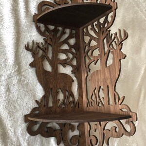 Large Black Walnut Wildlife Corner Wall Shelf Display With 2 Shelves ...