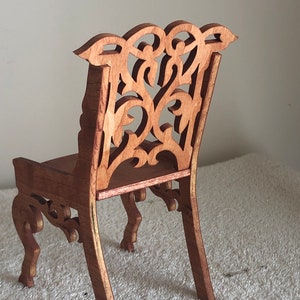 1/6th Scale Cherry Victorian Toy Doll Straight Back Chair. Measures 7 3 ...