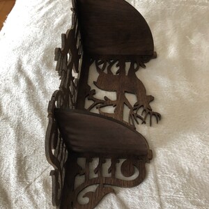 Large Black Walnut Wildlife Corner Wall Shelf Display With 2 Shelves ...