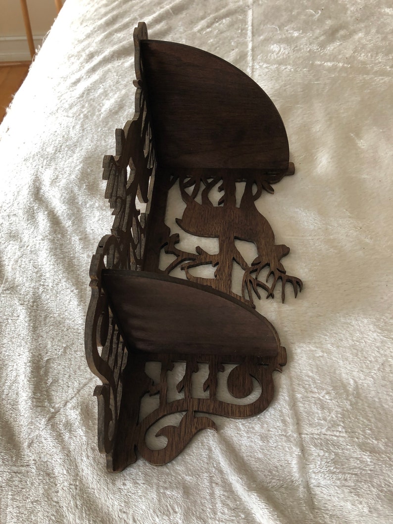 Large Black Walnut Wildlife Corner Wall Shelf Display With 2 - Etsy