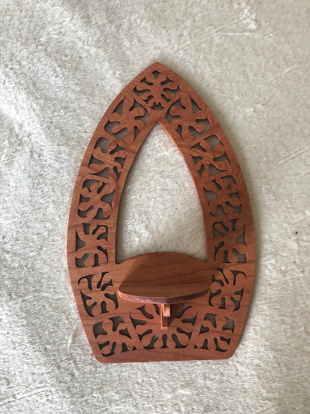 Black Cherry Floral Fretwork Wall Shelf Display. 10 5/8" Tall X 6 5/8 ...