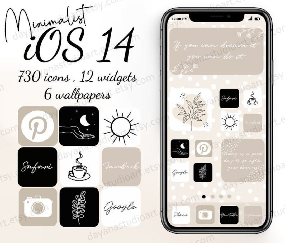Ios App Icons Minimalist, iPhone Ios 17, Abstract Cream Ios 14 App ...