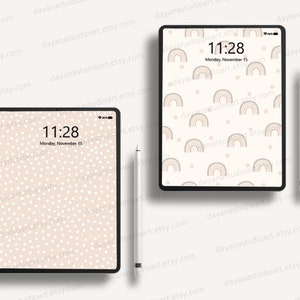Neutral Minimalistic iPad Wallpaper , Tablet Background , Boho Rainbow ...