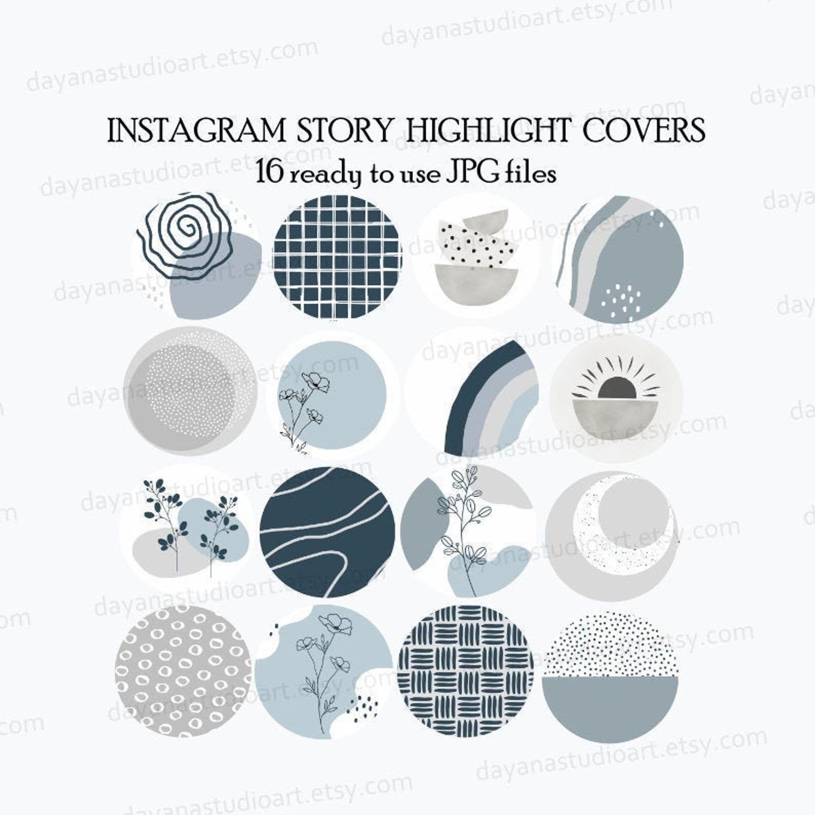 Instagram Highlight Covers Blue, Abstract Instagram Highlight Icons ...