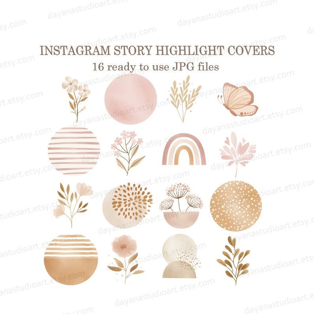 Boho Instagram Highlight Covers Flowers, Instagram Story Icons Floral ...