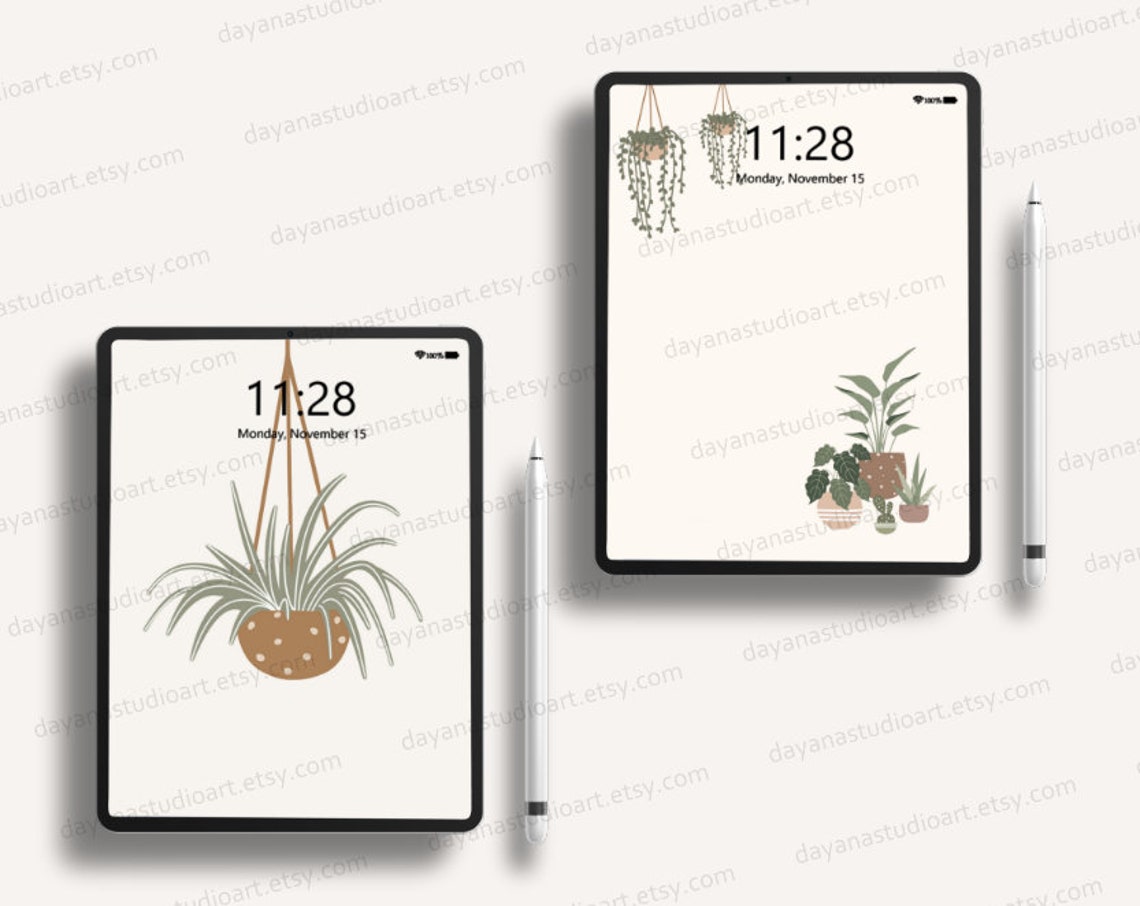 Neutral Minimalistic iPad Wallpapers Botanical Tablet Backgrounds Boho ...