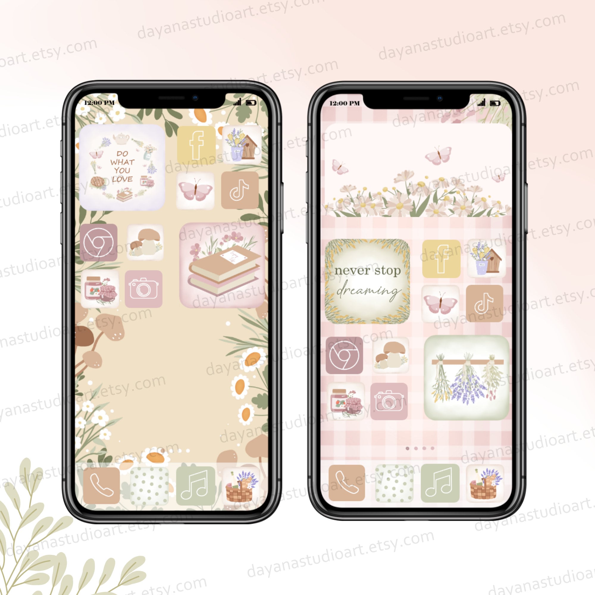 Cottagecore App Icons, Aesthetic Ios Icons, iPhone Icons, Cozy Ios 14 ...