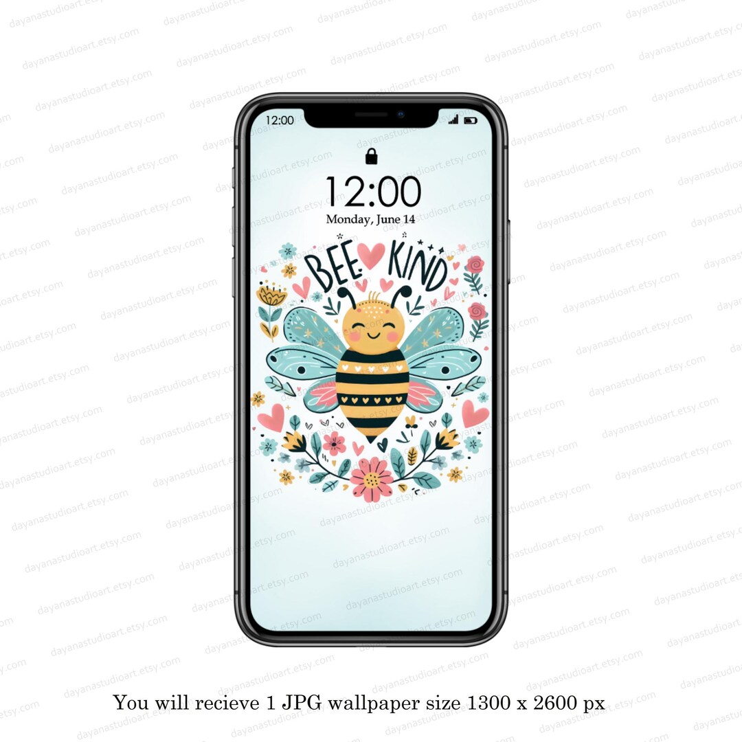 Bee Kind iPhone Wallpaper, Retro Flowers Design, Floral Wallpaper ...