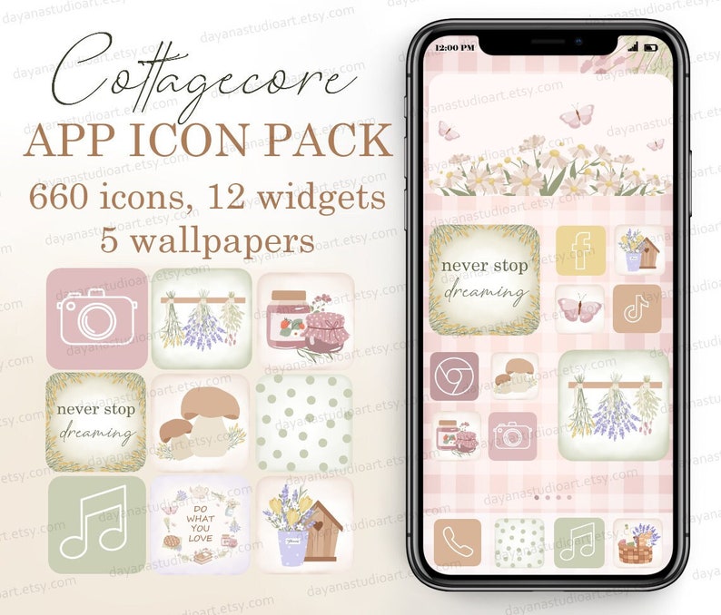 Cottagecore App Icons, Aesthetic Ios Icons, iPhone Icons, Cozy Ios 14 ...
