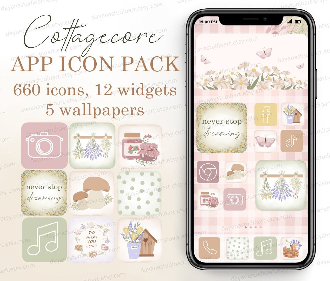 Cottagecore App Icons, Aesthetic Ios Icons, iPhone Icons, Cozy Ios 14 ...