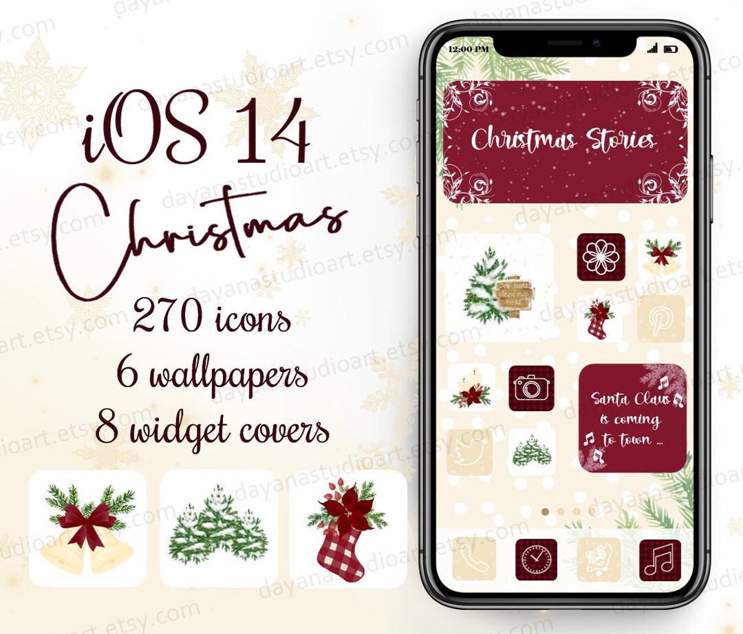 Christmas App Icons Pack, Winter IOS 17 Aesthetic Icons, Wallpapers and ...