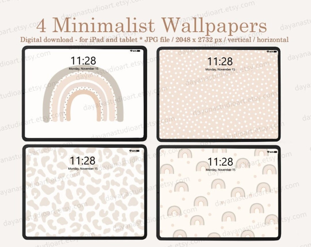 Neutral Minimalistic iPad Wallpaper , Tablet Background , Boho Rainbow ...