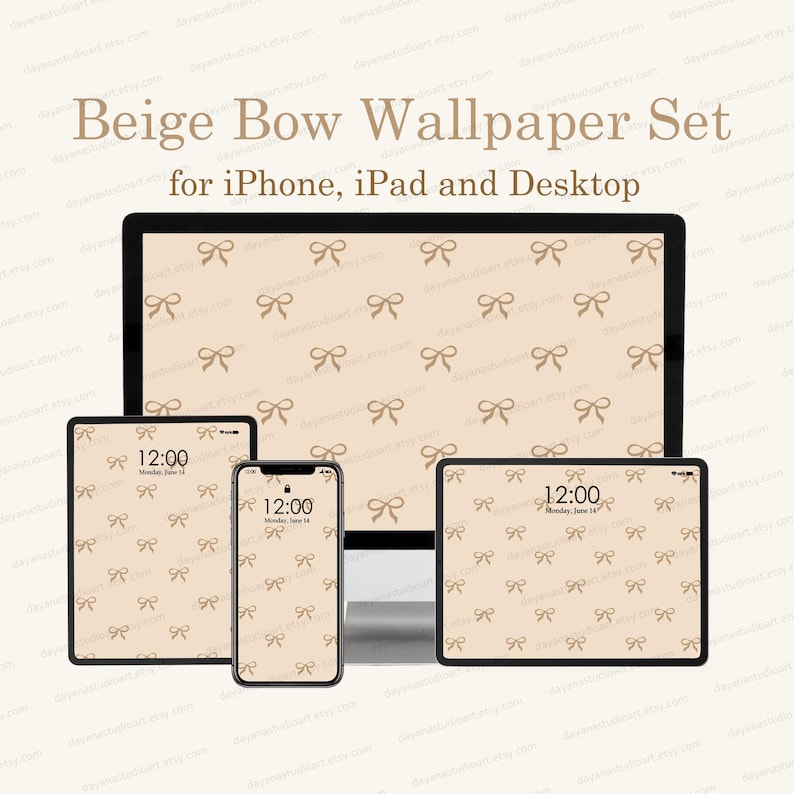 Beige Bow Coquette Wallpaper, Iphone, Ipad, Tablet, Desktop, Android ...