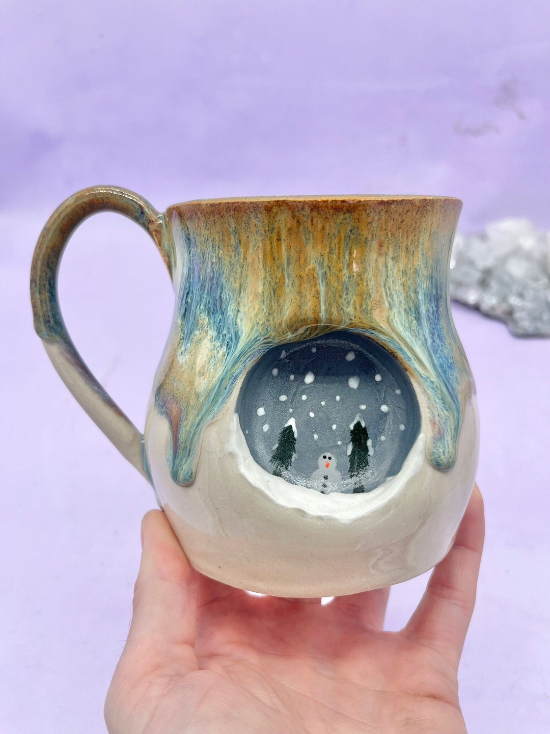 Handmade Winter Scene Mug, Christmas Lover Gift, Hot Chocolate Mug ...