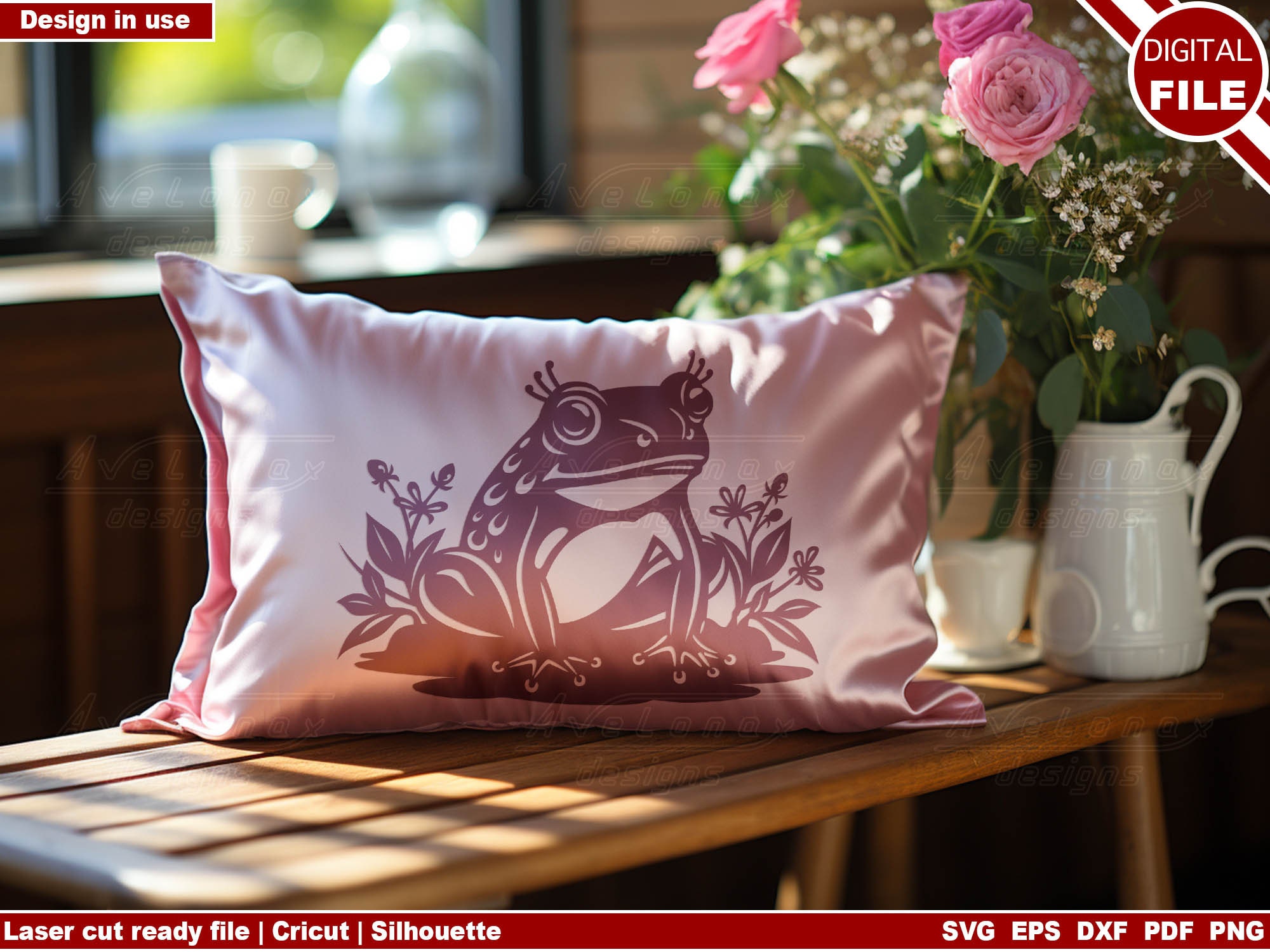 Frog Laser Cut File, Frog With Flowers Svg, Funny Frog Girl Cut File ...